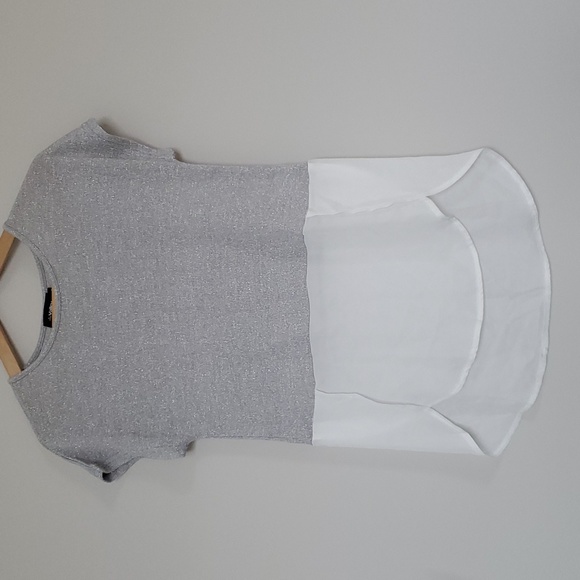 Tops | Two Tone Grey And White Top S | Poshmark